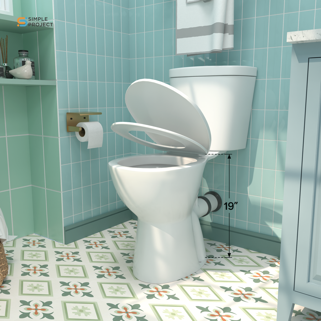 Two-Piece Tall Toilet,19" Height,Rear Discharge,Dual Flush ...