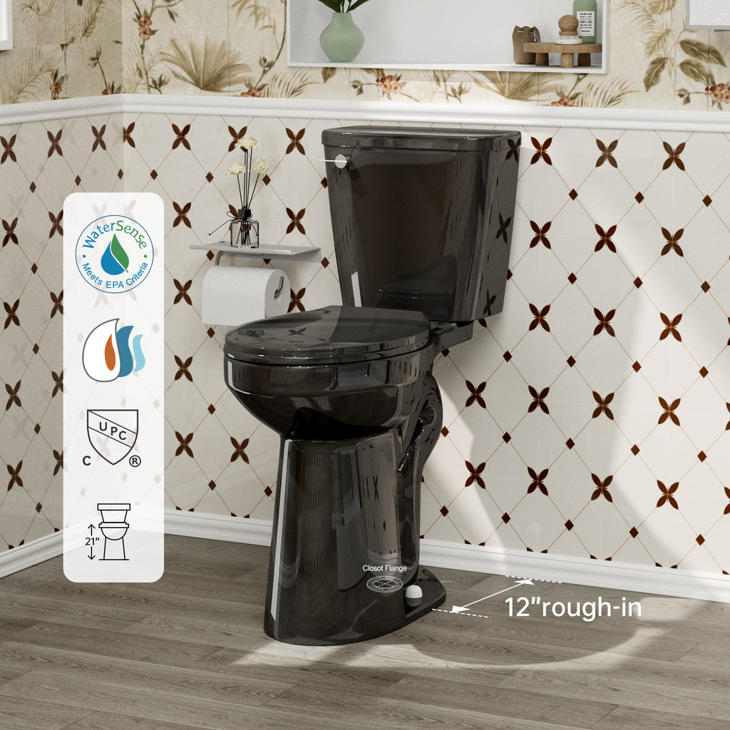21 Inch High Toilet | Black Extra Tall Toilet for Superior Comfort ...