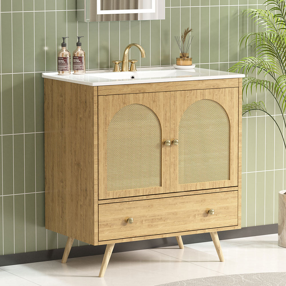 Rattan Bathroom Vanity 30 Inch | Oak – simpleprojectus